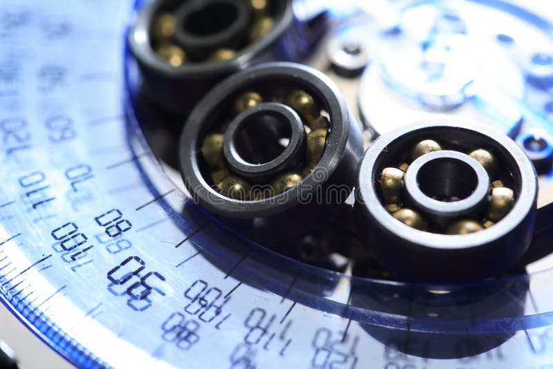 Ball Bearings and Protractor Stock Image - Image of gearing, concept ...