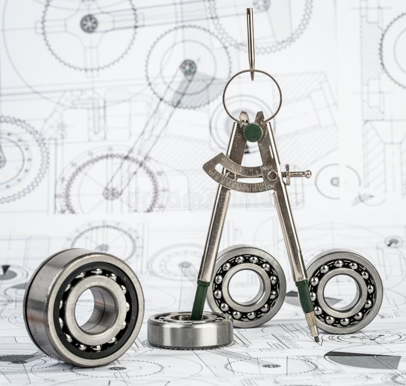 Ball Bearings on Technical Drawing Stock Image - Image of concept ...