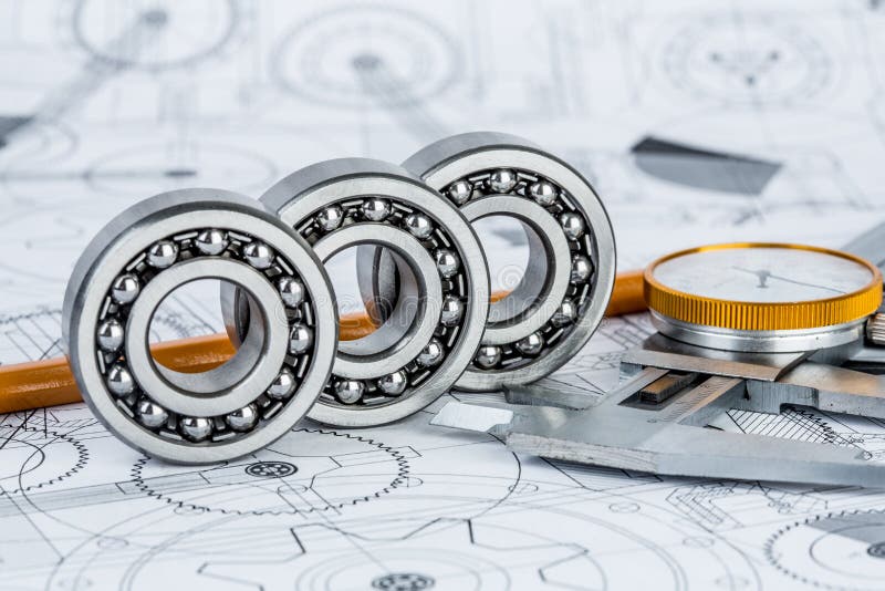 Ball Bearings on Technical Drawing Stock Image - Image of detail ...