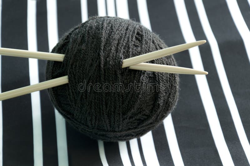 Ball of Black Woolen Thread Stock Image - Image of material, cloth ...