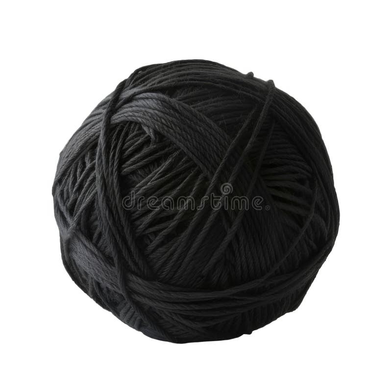 A Ball of Black Yarn, Tightly Wound Stock Illustration - Illustration ...