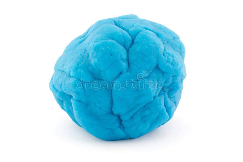 Ball Of Blue Play Dough On White Stock Image - Image of education, clay ...