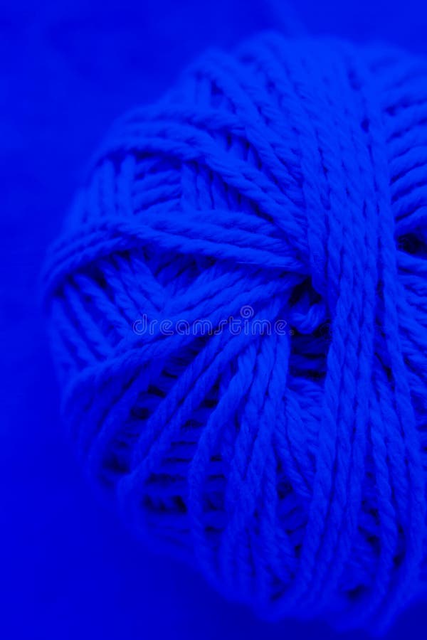 Ball of Blue Woolen Threads, Close-up, Top View. Sewing and Needlework ...