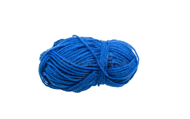 Ball of Blue Yarn Isolated on White Background. Woolen Skeins of Thread ...