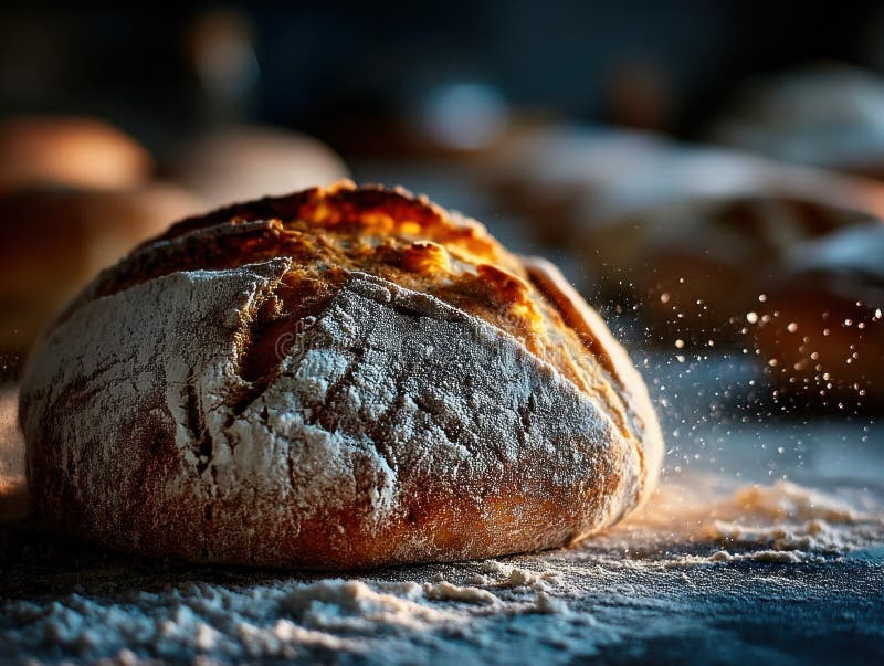 A Ball of Bread Dough Resting on a Floured Countertop Stock Photo ...