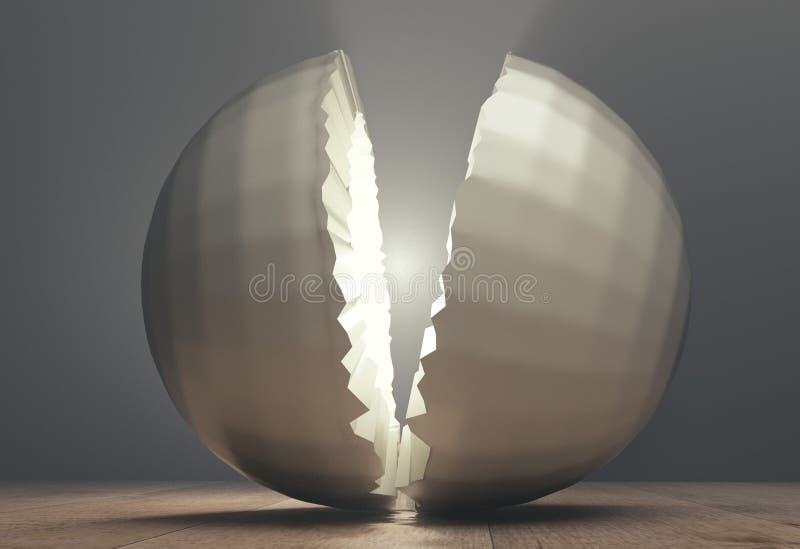 Ball Broken into Pieces with Light Inside 3d Illustration Stock ...