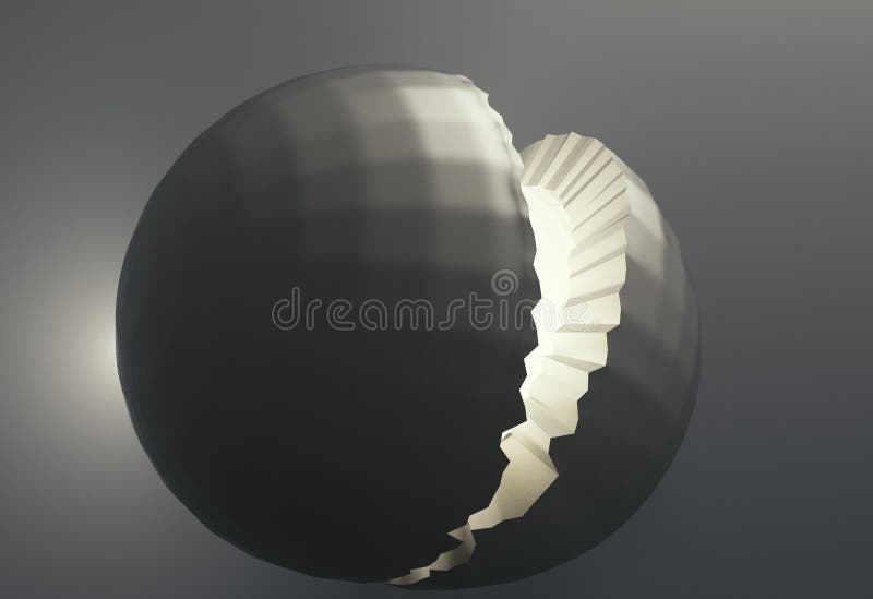 Ball Broken into Pieces with Light Inside 3d Illustration Stock ...