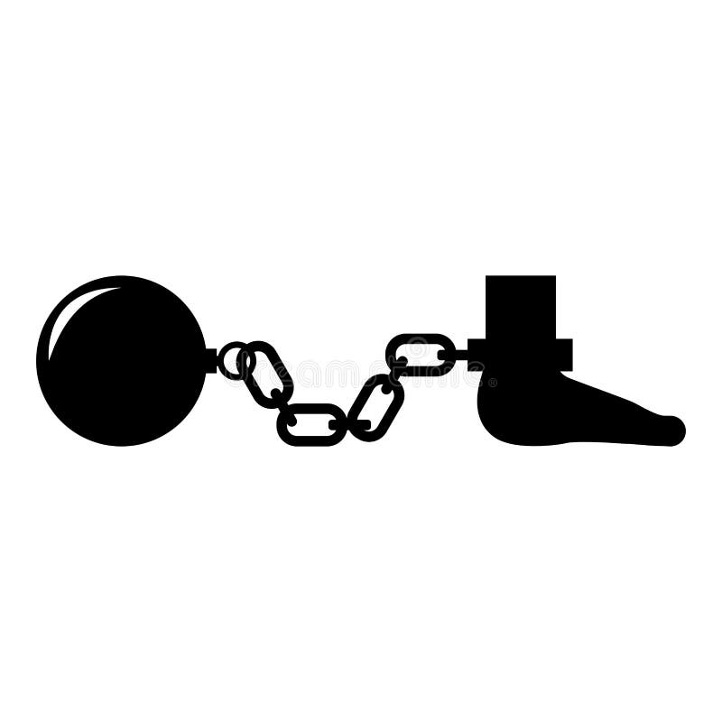 Ball and Chain Attached Foot Silhouette Pulling Weights Leg with Cargo ...