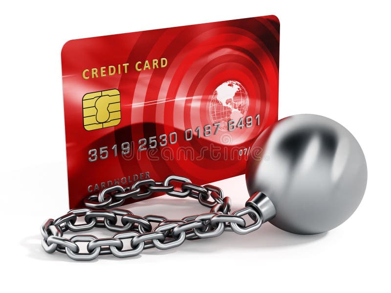 Ball and Chain Connected To Credit Card. 3d Illustration Stock ...