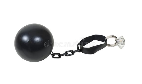 Ball and Chain and Engagement Ring Stock Photo - Image of shackle ...