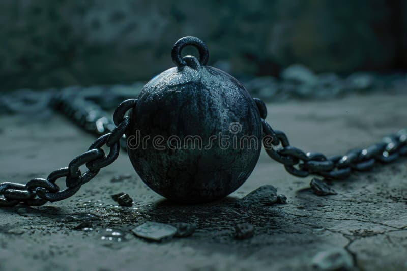 A Ball and Chain Resting on the Ground, Suitable for Concepts of ...