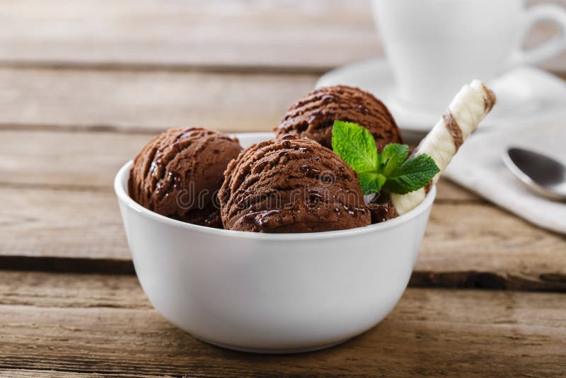 Ball Coffee Chocolate Ice Cream in a Bowl Stock Photo - Image of sundae ...