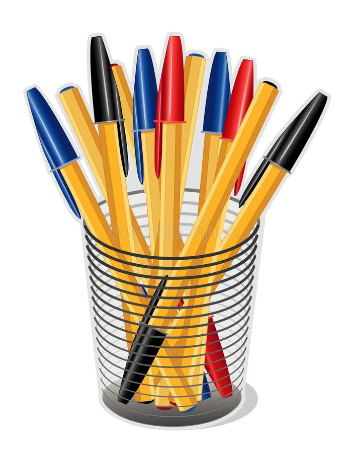 Ball cup ink pens point 向量例证. 插画 包括有 蓝色, 写道, 背包, 查出, 颜色 - 4743299