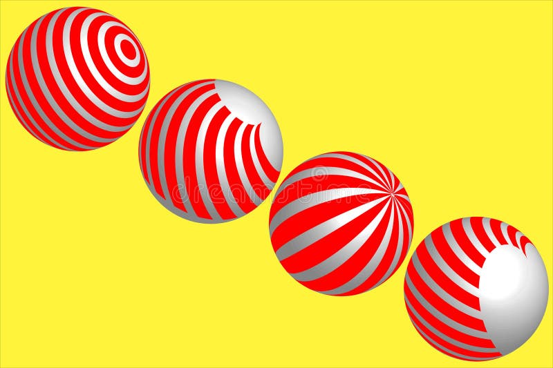 Different Red and White Ball-shaped Line Patterns on a Yellow ...