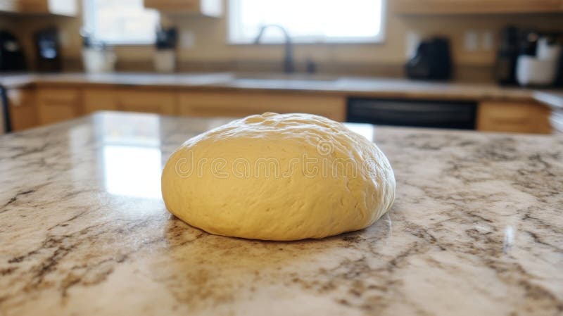 A Ball of Dough Rests on a Kitchen Countertop Stock Illustration ...