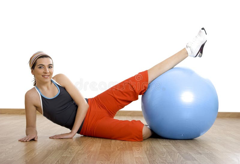 Fitball Crunch stock image. Image of female, abdominal - 2355283