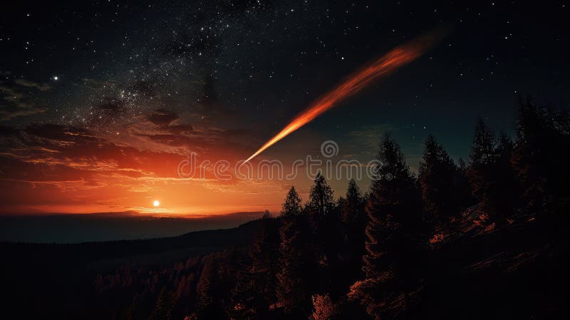 Ball fire comet flying stock illustration. Illustration of fire - 372115017