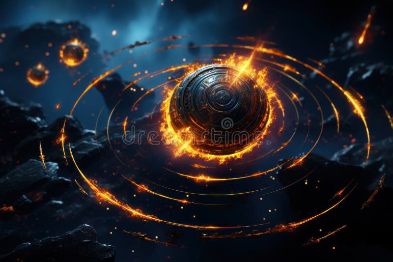A Ball of Fire Surrounded by Rocks and Lava. Generative AI Image. Stock ...