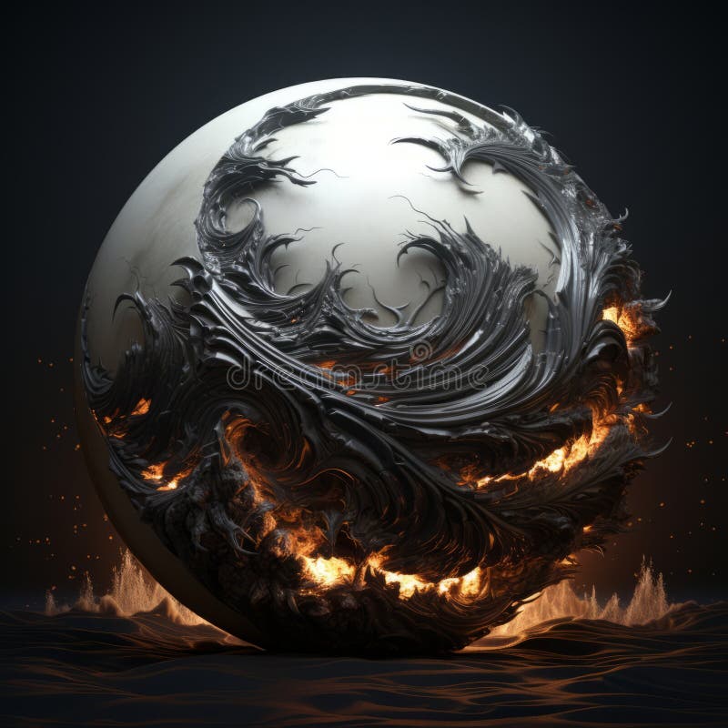 A Ball with Flames and Flames on it Stock Illustration - Illustration ...