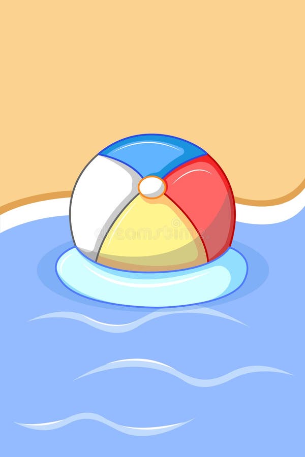 Ball and Float in the Beach Cartoon Illustration Stock Vector ...