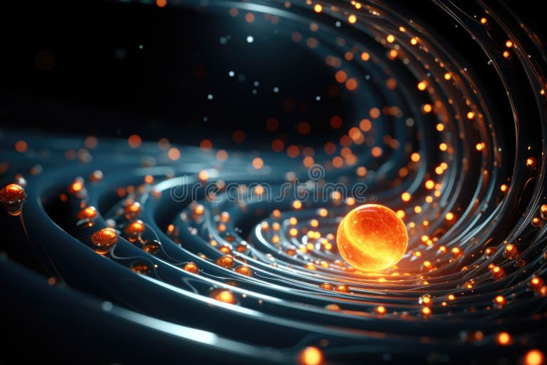 A Ball is Floating in a Black Vortex, AI Stock Illustration ...