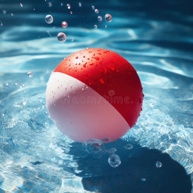 The Ball Floats in the Water. Stock Illustration - Illustration of ...