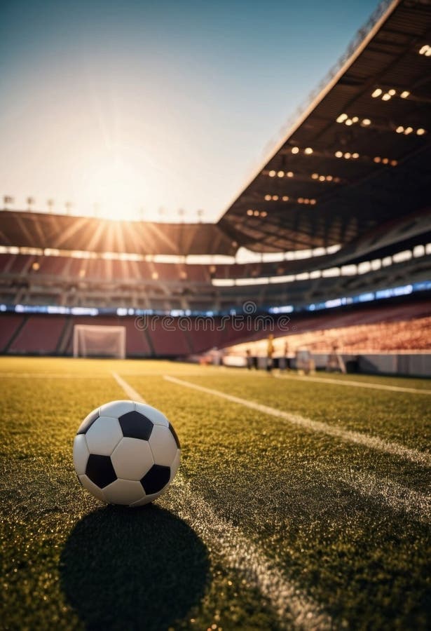 Ball on a Football Field, Vertical Orientation, Ai Stock Illustration ...