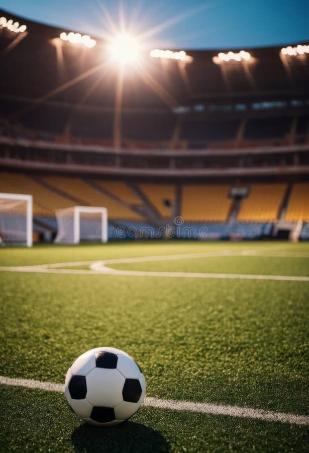 Ball on a Football Field, Vertical Orientation, Ai Stock Illustration ...