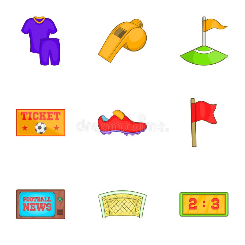 Ball Game Icons Set, Cartoon Style Stock Vector - Illustration of ...