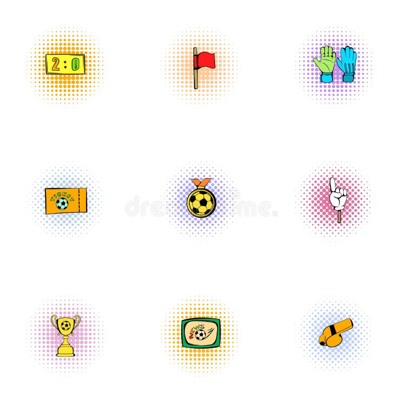Ball Game Icons Set, Pop-art Style Stock Vector - Illustration of ...