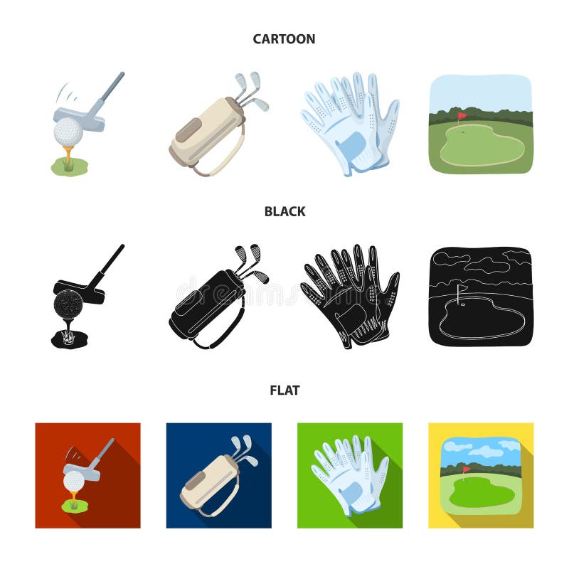 A Ball With A Golf Club A Bag With Sticks Gloves A Golf Course Golf