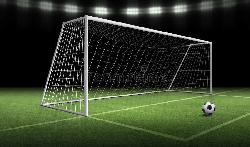 Ball on Green Field in Soccer Field Ready for Game Play Stock Photo ...