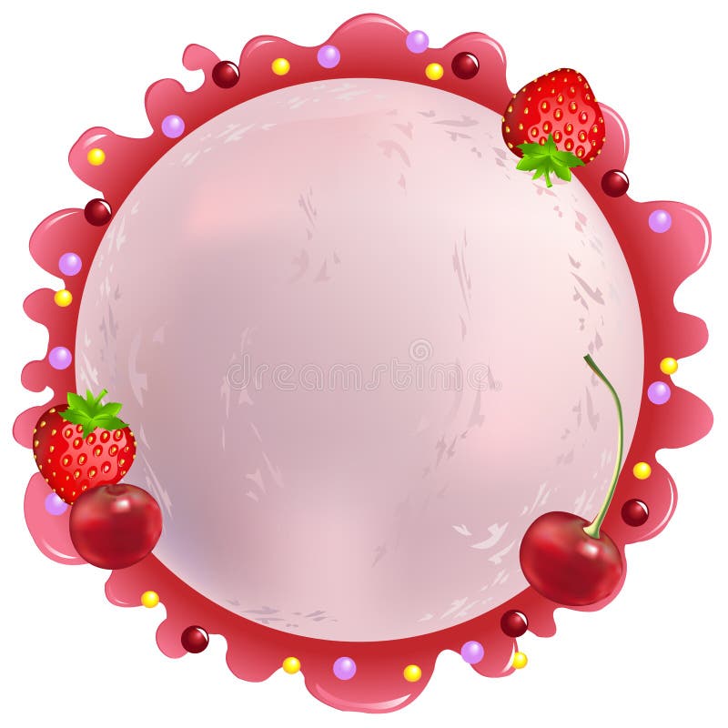Ball of Ice-Cream with Berries. Vector Stock Vector - Illustration of ...