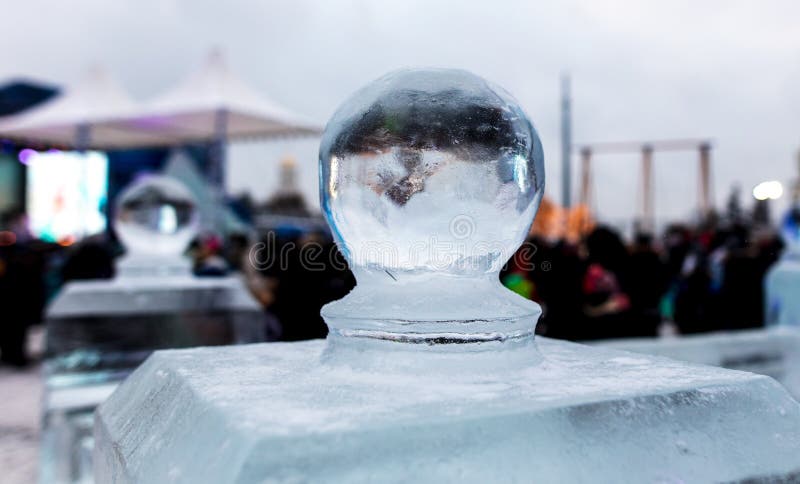 Ball of ice in the park stock photo. Image of winter - 175718692