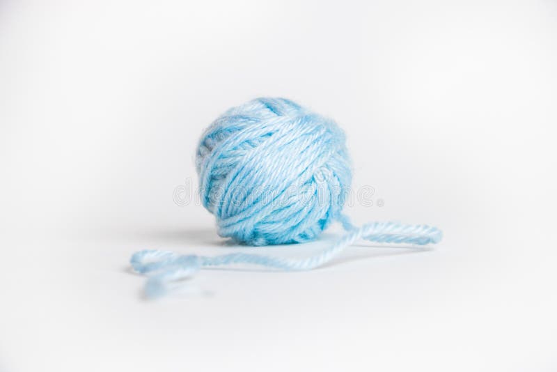 Ball of Light Blue Yarn Isolated on White Stock Photo - Image of ...