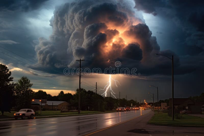 Ball Lightning in the Eye of a Tornado Stock Illustration ...