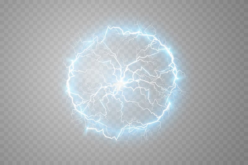 Ball Lightning on a Light Transparent Blue Background. Vector ...