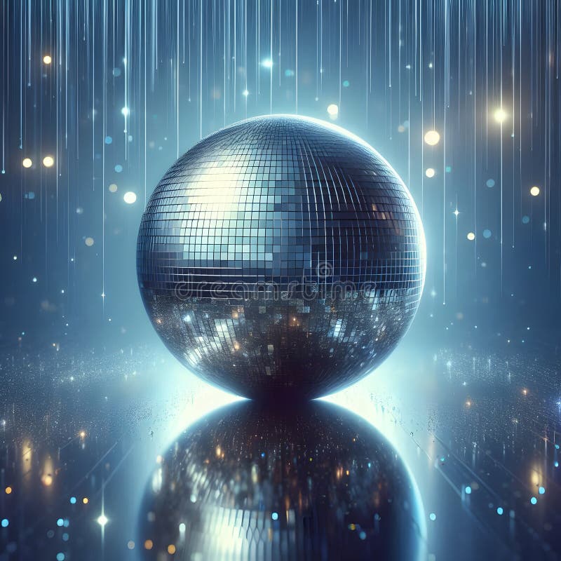 A Ball with Lights and Rays. Blue Background Stock Illustration ...