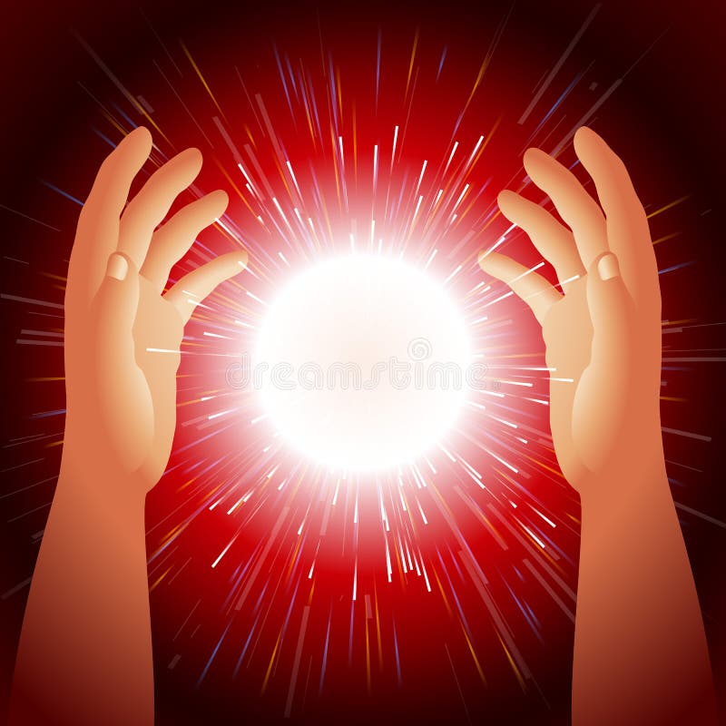 Ball Magic Energy Hand Flash Light Background Stock Vector ...