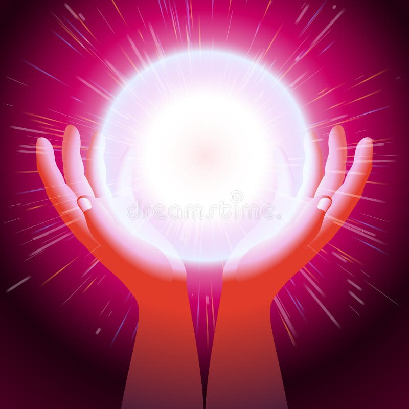Ball Magic Energy Hand Palm Flash Light Background Stock Vector ...