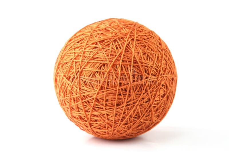 Orange Big Thread Ball Isolated on White Background. Stock Photo ...