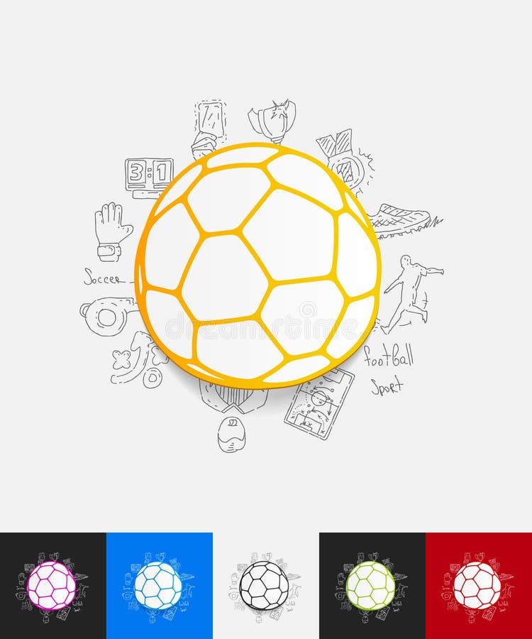 Ball Paper Sticker with Hand Drawn Elements Stock Vector - Illustration ...