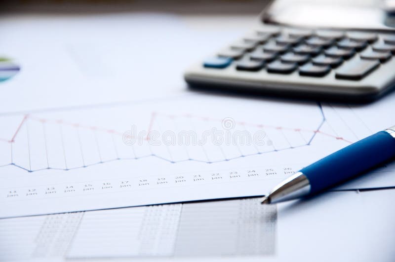 Ball Pen, The Calculator, Documents Stock Image - Image of earnings ...