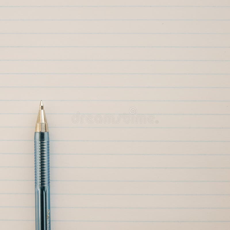 Ball Pen and Office Pad, Clear Notebook, Close Up with Copy Space Stock ...