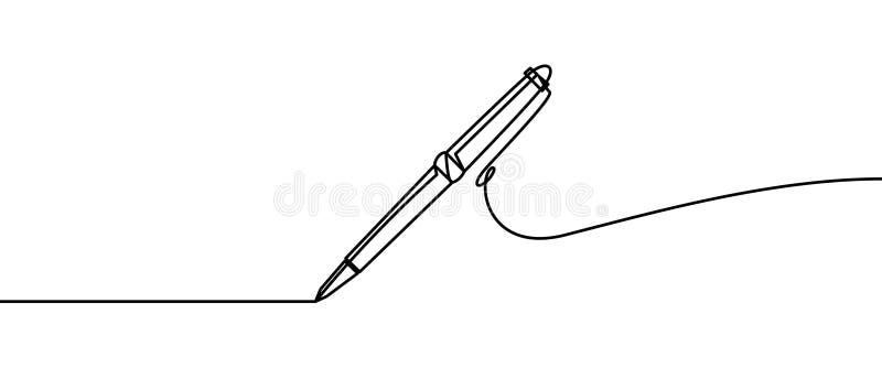 Ball Pen Shape Drawing by Continuos Line, Thin Line Design Vector ...