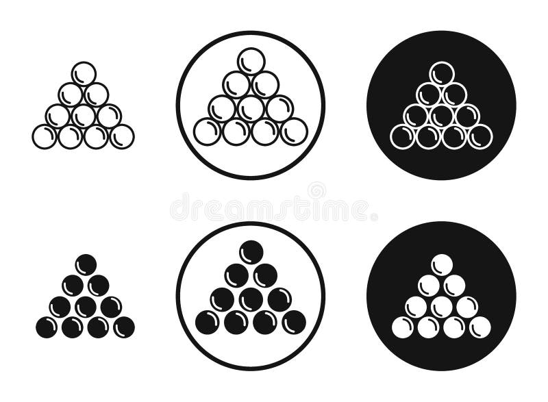 Ball Pile Vector Icon Set in Black and White Outlines Stock Image ...