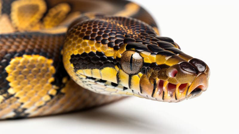 A Ball Python Against a Pristine White Background, Showcasing Its ...