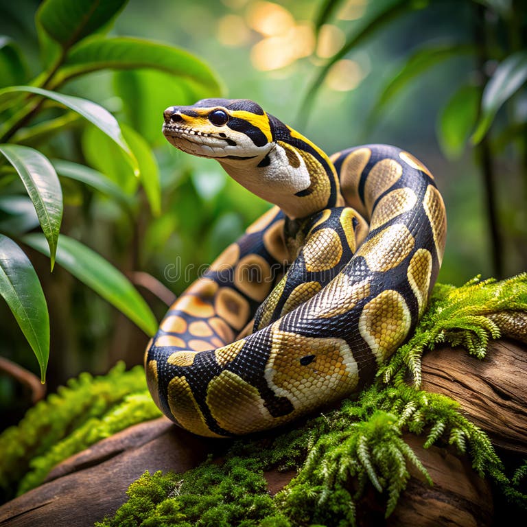 Ball Python stands jungle stock illustration. Illustration of vacation ...