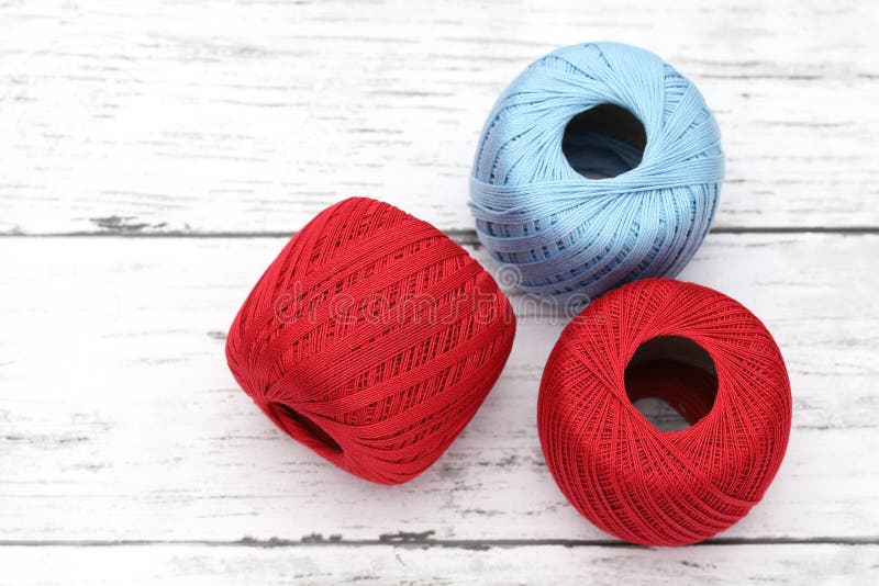 Ball of Red and Blue Thread Stock Photo - Image of plank, cloth: 211056618