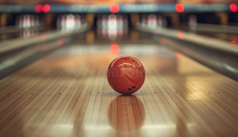 The Ball is Rolling Down the Alley of a Bowling Green Stock Image ...